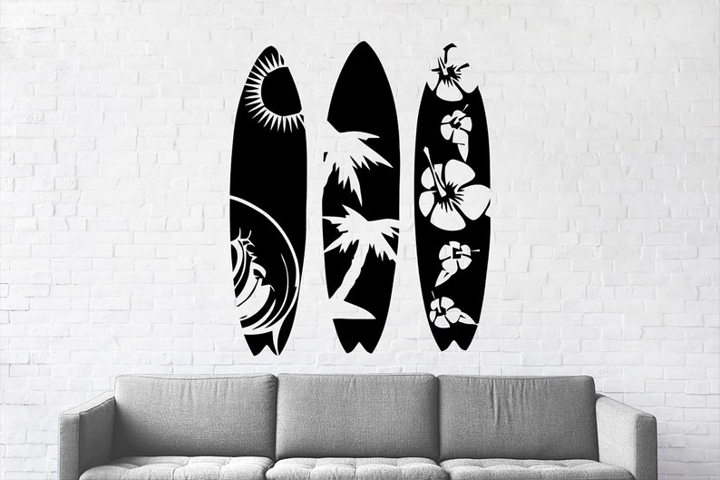 Surf Wall Decal Surfboard Art Wall Decal Beach Sport Vinyl - Etsy
