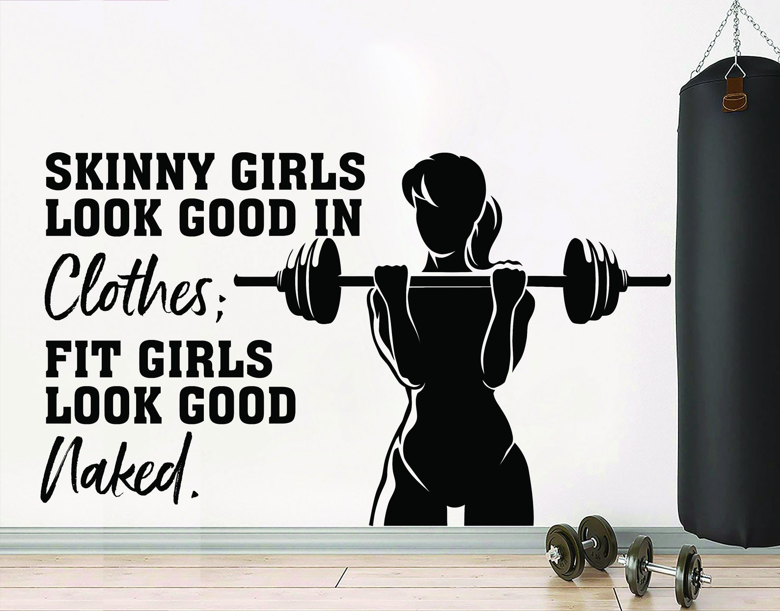 Girl Gym Wall Decal Fitness Quotes Women Decor Workout Power | Etsy