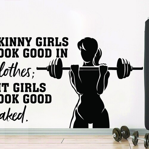 Squat Girl Gym Wall Decal Fitness Quotes Women Decor Workout - Etsy