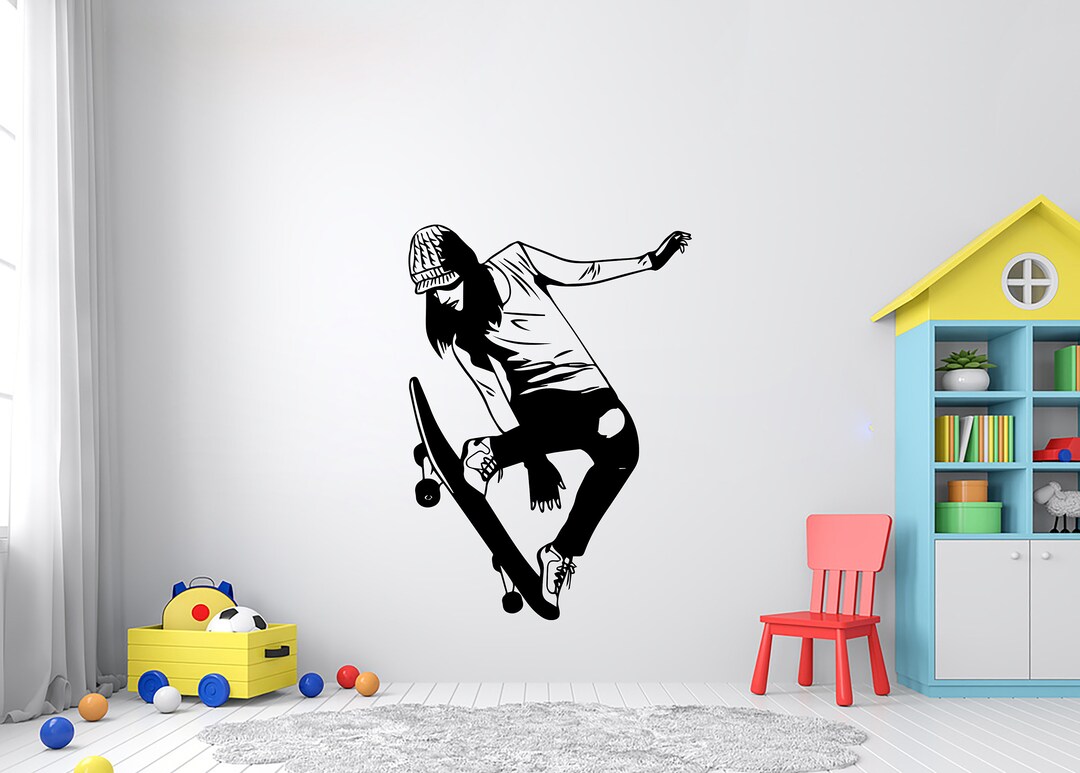 Girl Skateboard Wall Decal Skateboard Wall Stickers Wall - Etsy