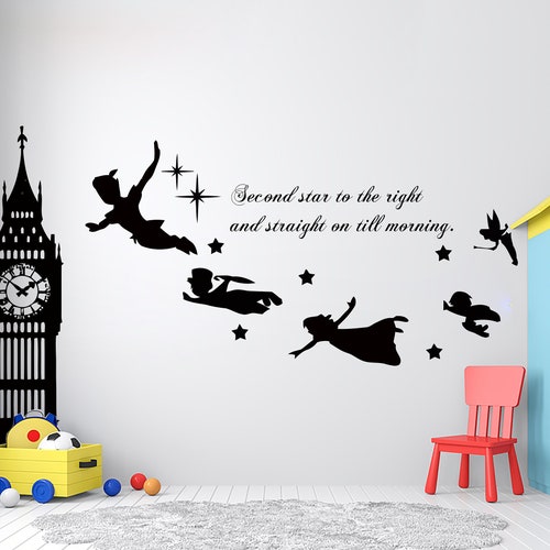 Peter Pan Wall Decal Second Star to the Right Sticker Custom | Etsy