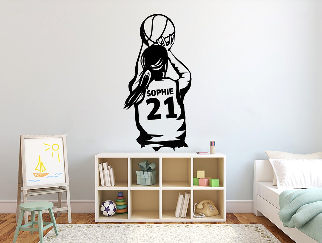 Basketball Girl Wall Decal Nursery Wall Decal Basket Wall Art Stickers ...