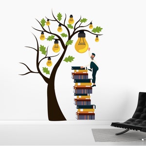 Knowledge Light Tree Wall Decals Colorful Leaves Sticker Leaf Bedroom ...