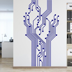 Circuit Board Wall Decal, Technology Vinyl Wall Art Decals, Gamer Room ...