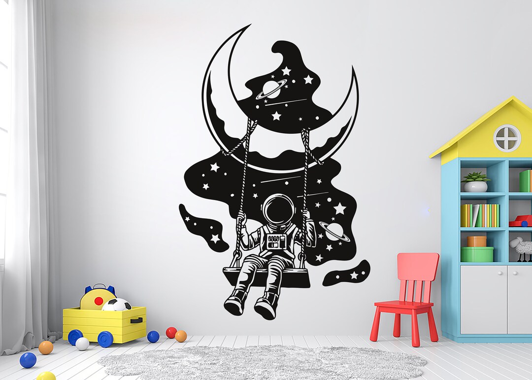 Astronaut Wall Decor, Swinging Astronaut Stars Decals, Girl Boy Room ...