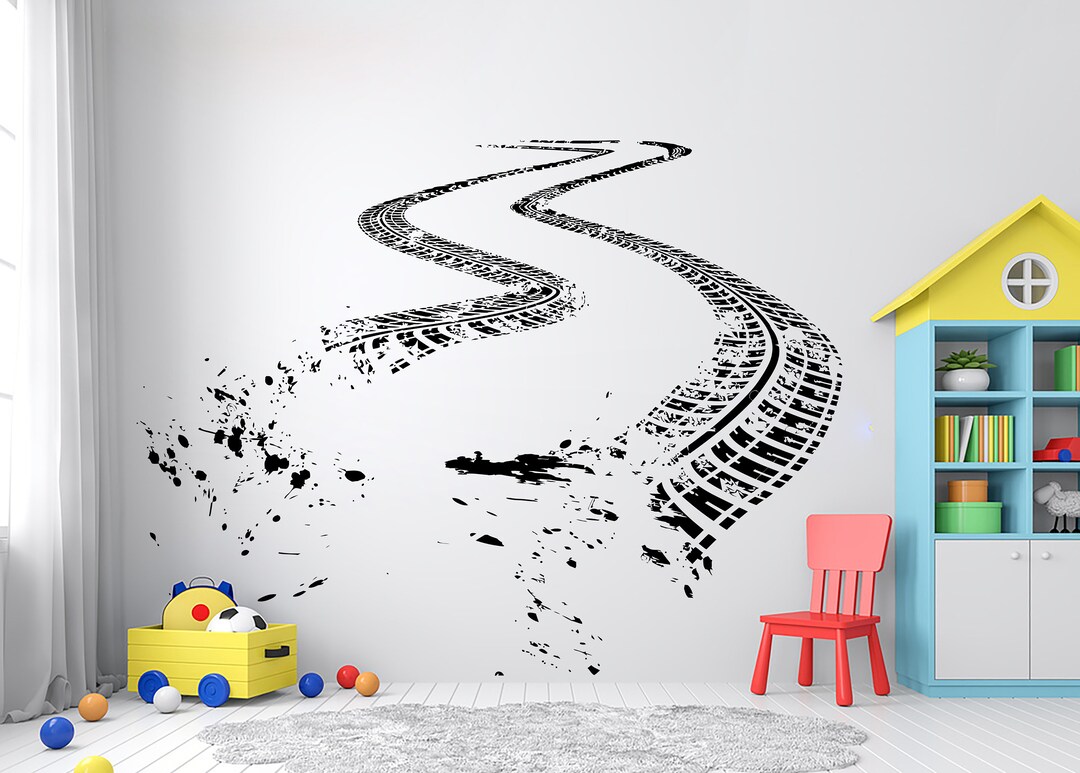 Tire Marks Wall Decor Tire Track Wall Decal Racing Road Tire Track Wall ...