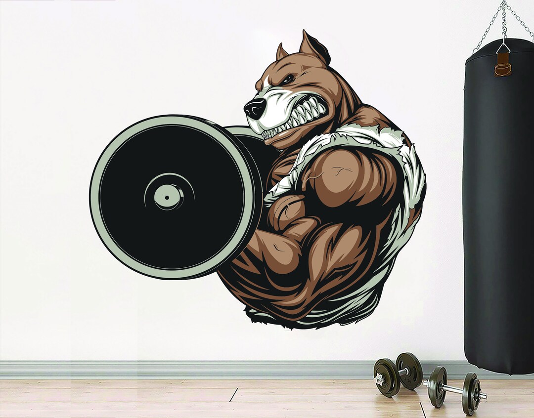 Dog Gym Wall Decal Custom Fitness Decor Workout Art Vinyl Gorilla Gym ...