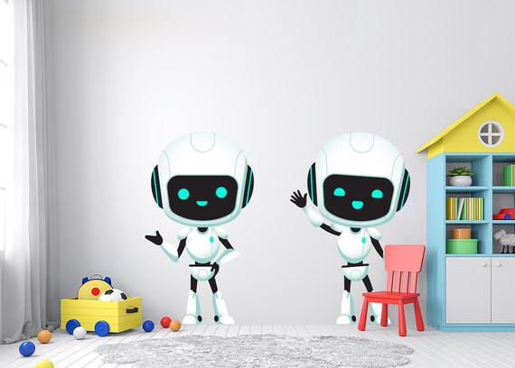 Robot Wall Decals Robot Wall Decor Robot Wall Stickers Robot | Etsy