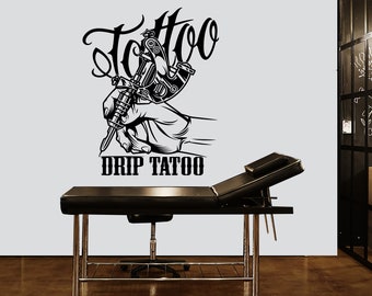 Tattoo Salon Wall Decal Tattoo Shop Sign Logo Poster Studio Design Door ...