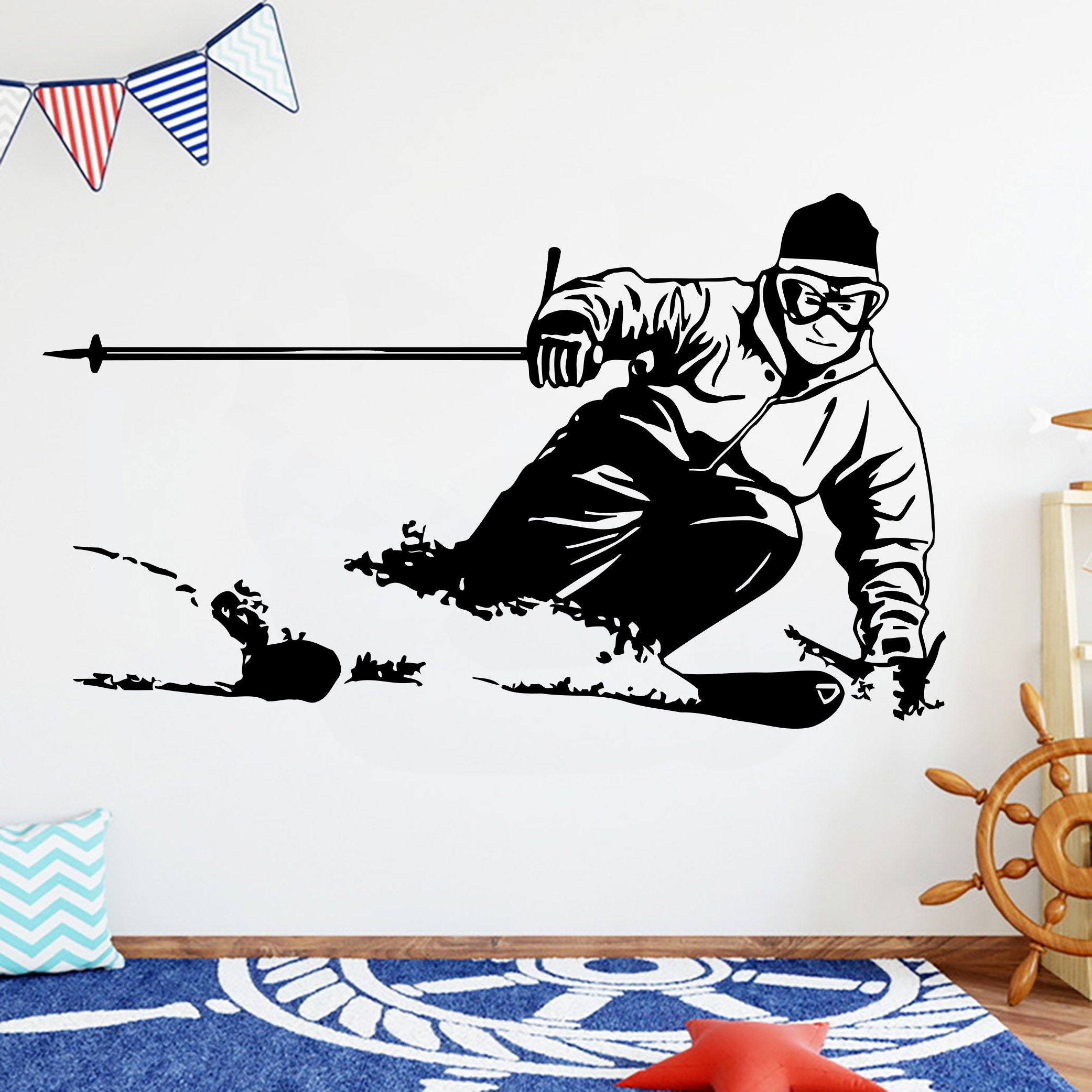 Skiing Wall Decor Custom Skier Ski Lift Chair Mountain Pine - Etsy