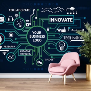 Office Wall Decal Office Wall Mural Business Peel and Stick Fabric ...