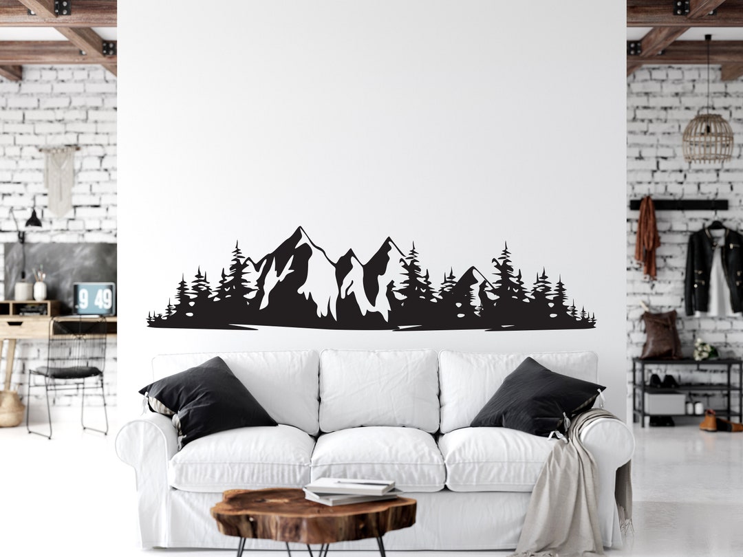 Mountain Wall Decals Mountain Wall Decor Mountain Wall Stickers Forest ...