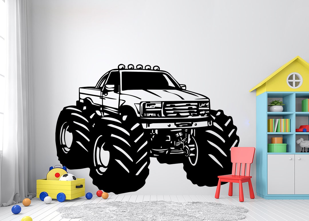 Monster Truck Wall Decal Monster Wall Decor Car Decal Personalized Name ...