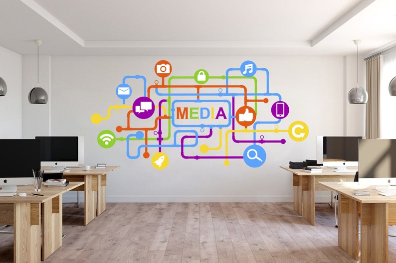 Social Media Wall Decal Technology Vinyl Wall Art Decals - Etsy