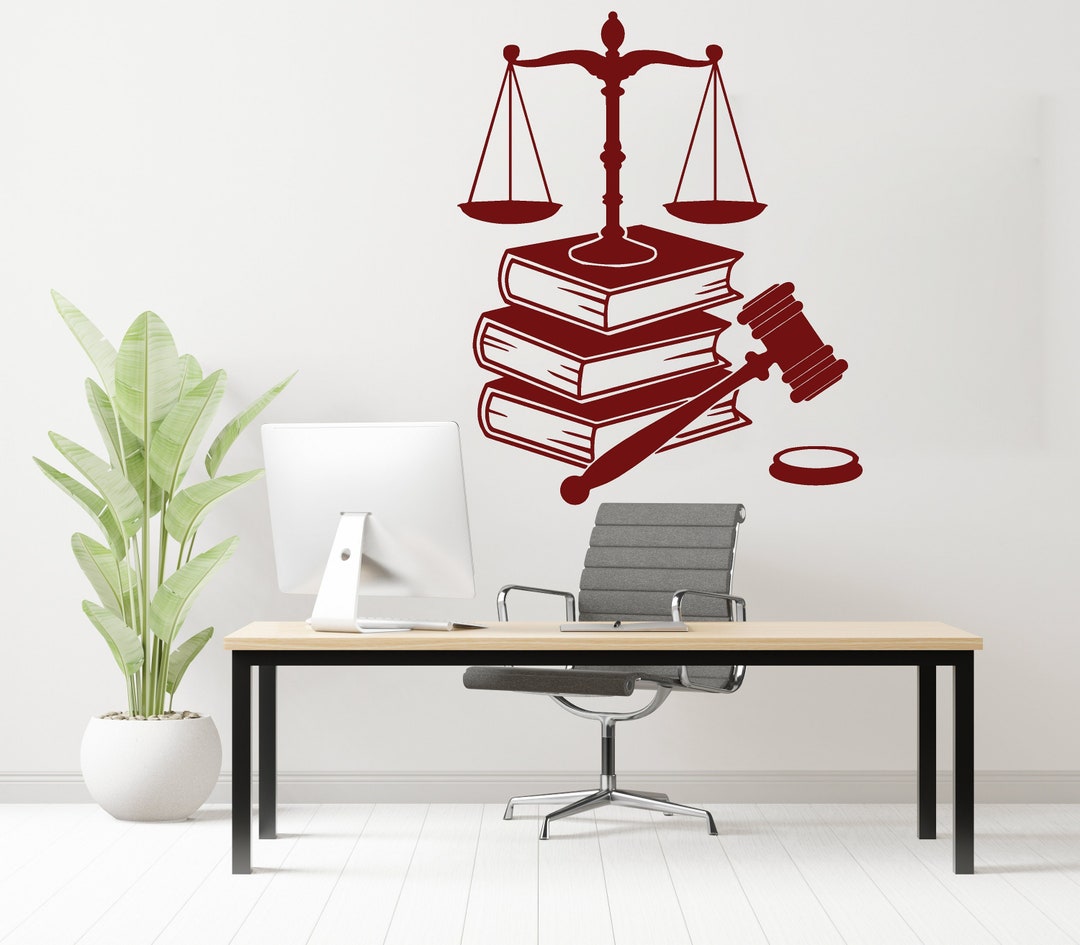 Lawyer Wall Decor, Book Wall Decal, Books Lawyer Logo Wall Art, Scales ...