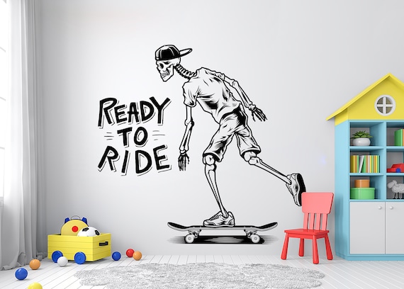 Ready to Ride Skateboard Wall Decal Skate Art Stickers | Etsy