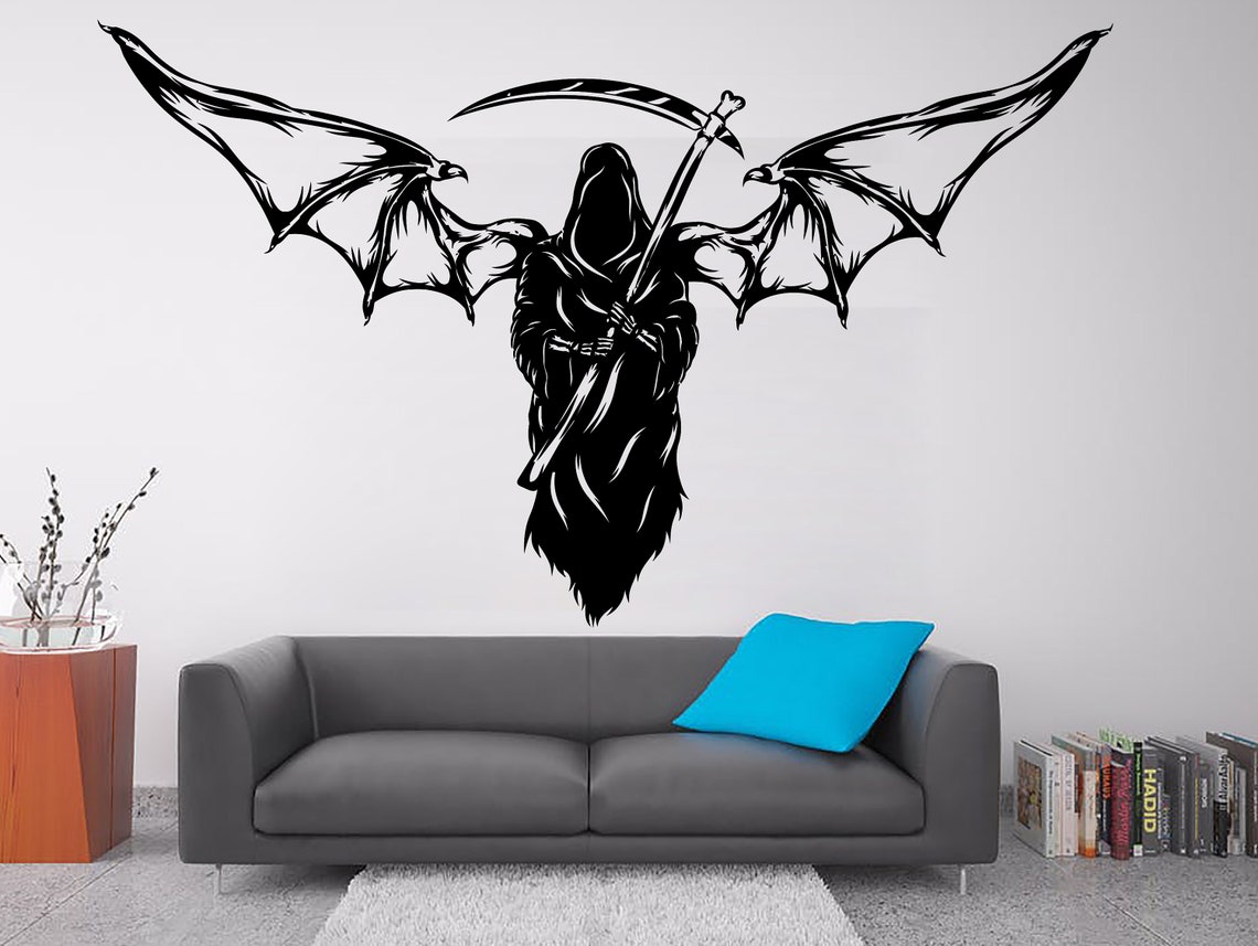 Bat Grim Reaper Wall Decor Halloween Wall Decals Grim Reaper - Etsy