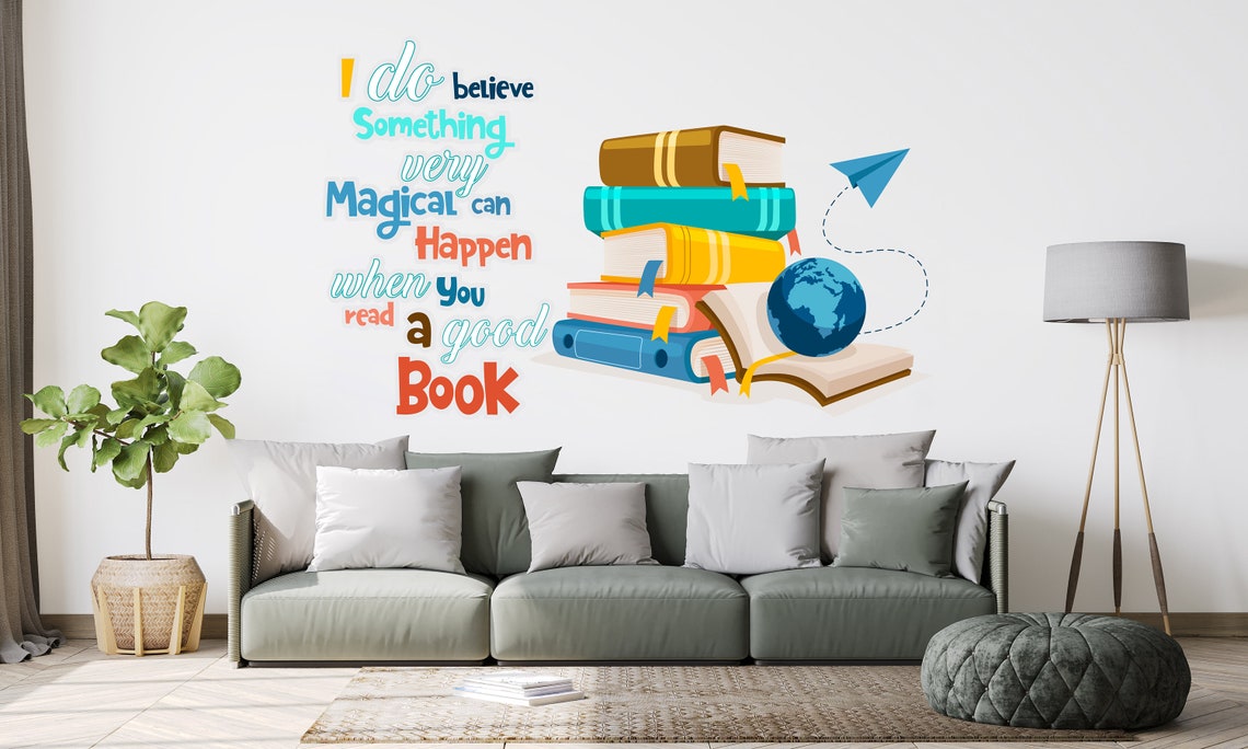 Book Quote Kids Wall Decal Books Quote Reading Room Library - Etsy