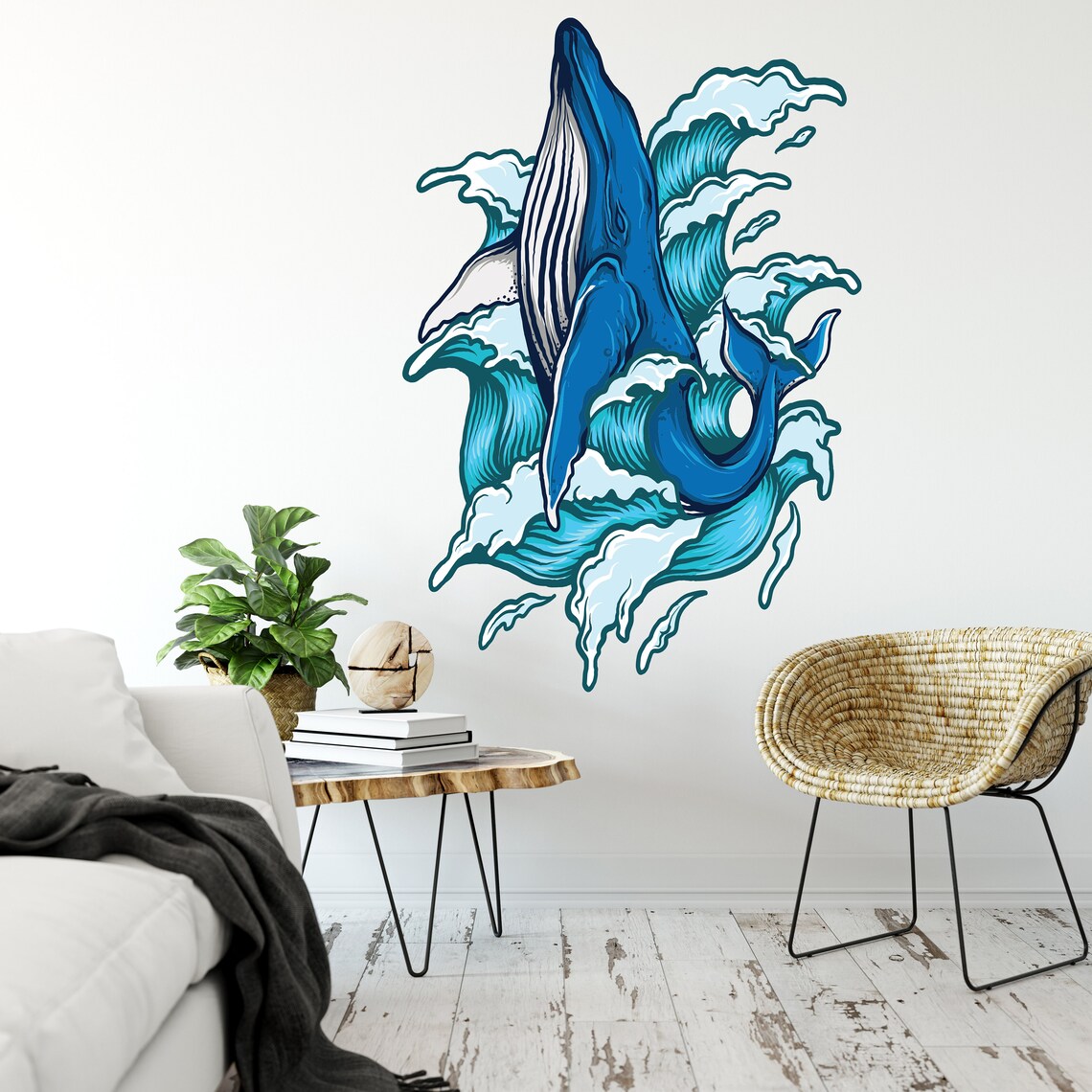 Whale Wall Decals Whale Decor Baby Whale Wall Art Ocean - Etsy