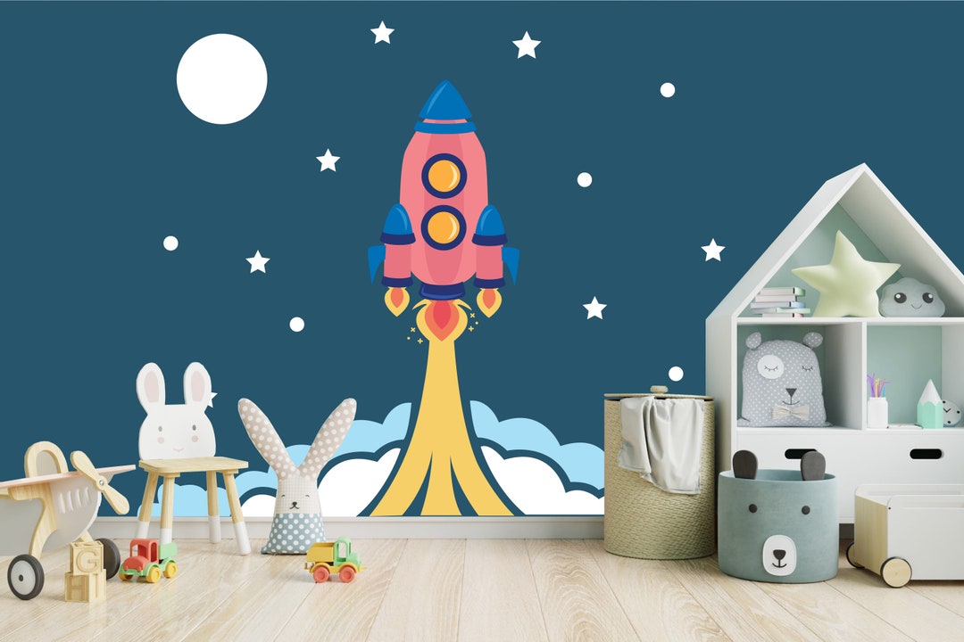 Rocket Wall Decal Star Wall Decal-space Rocket Nursery Decals Rocket ...