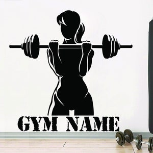 Custom Name Girl Gym Wall Decal Fitness Quotes Women Decor Workout ...