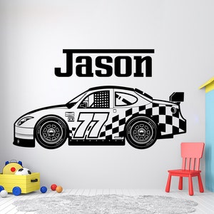 Personalized Name Racing Car Wall Decal Race Player Decal Custom Name ...