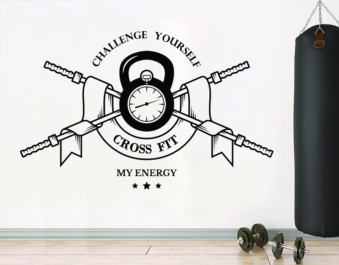 Crossfit Wall Decal Fitness Decor Art Quotes Gym Stickers Fitness Wall ...