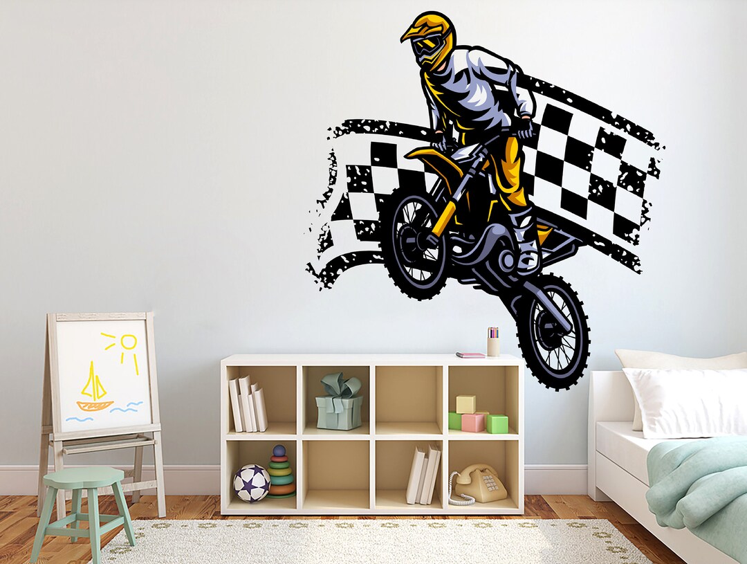 Motocross Wall Decals Motocross Wall Decor Wall Decal Space Dirt Bike ...