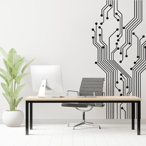 Circuit Board Wall Decal, Technology Vinyl Wall Art Decals, Gamer Room ...