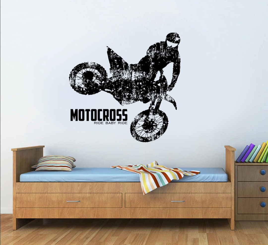 Motorcross Wall Decor Free Style Bedroom Stickers Art Vinyl Decal Dirt ...
