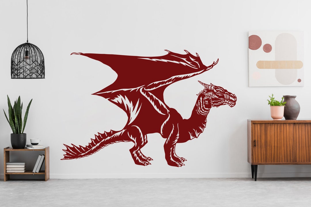 Flying Dragon Wall Decor Wild Dragon Fire Decals Dragon Art Wall Art ...