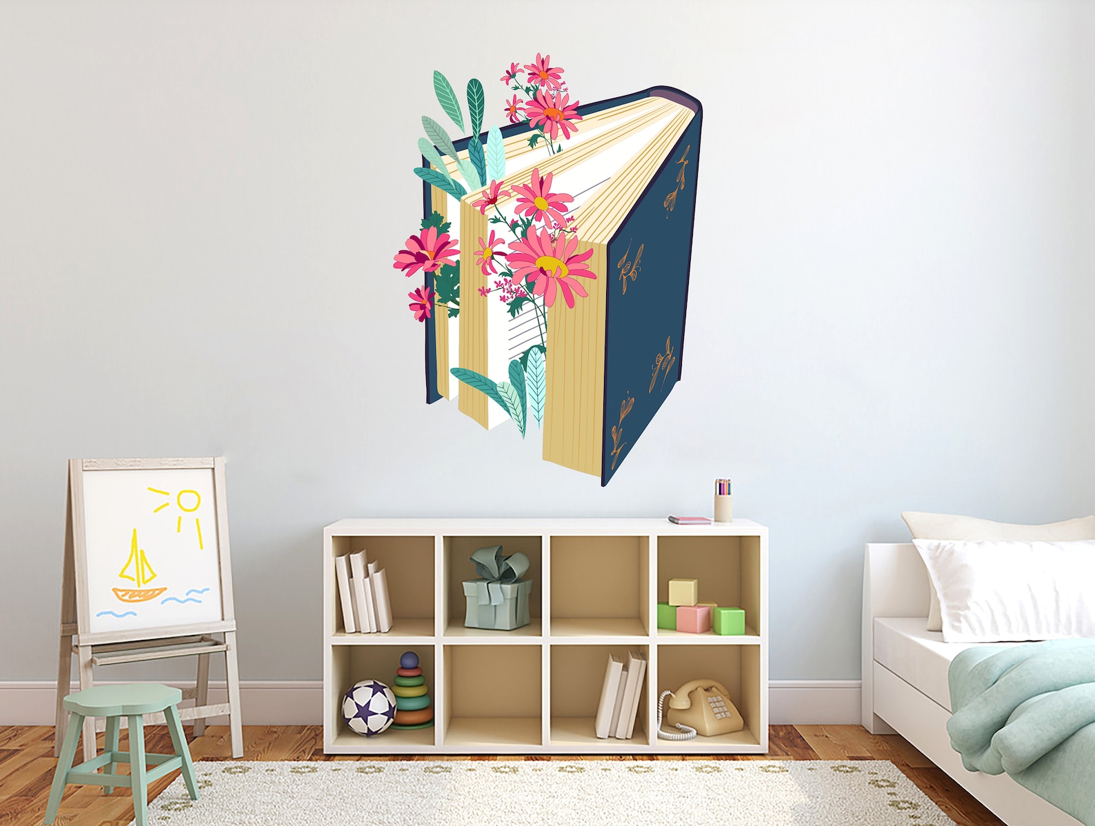 Books Wall Decals Flowers Kids Room Books Quote Kids Wall - Etsy