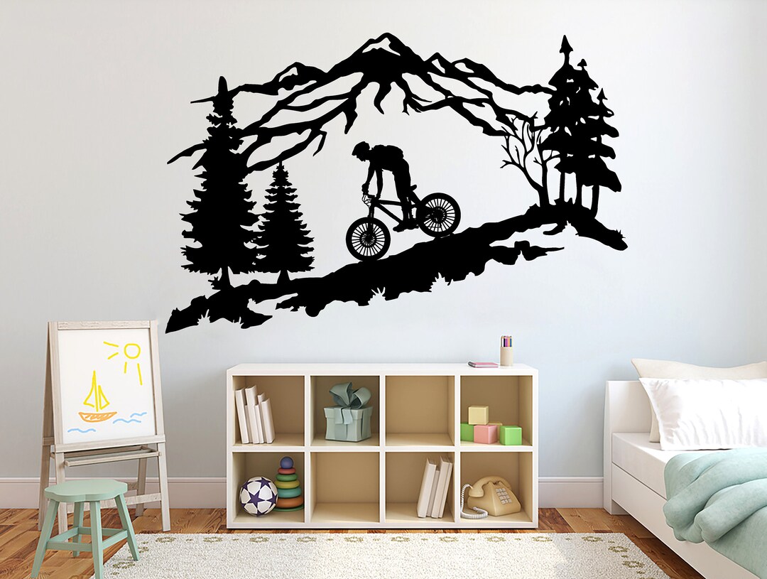 Biker Wall Decal Stickers Mountain Wall Decal Mtb Wall Decals Biker ...