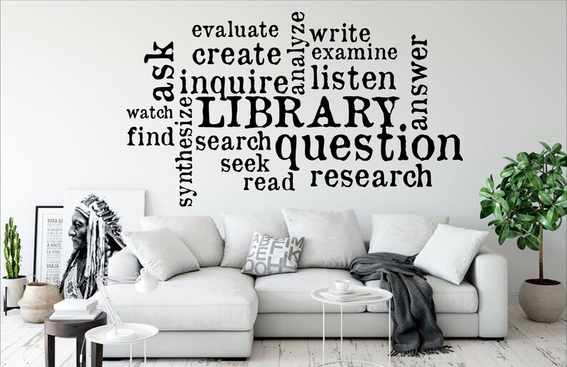 Library Wall Decal Library Wall Art Education Decals Kids | Etsy