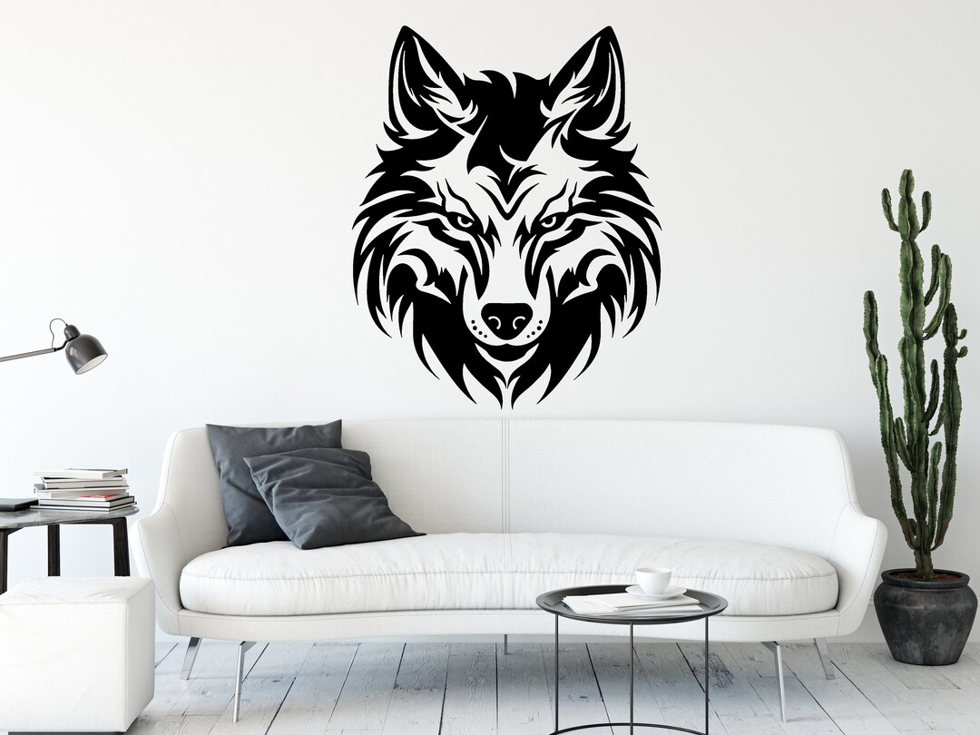 Wolf Head Wall Decal Animal Nature Wolf Dog Animals Anime Wall Decal ...