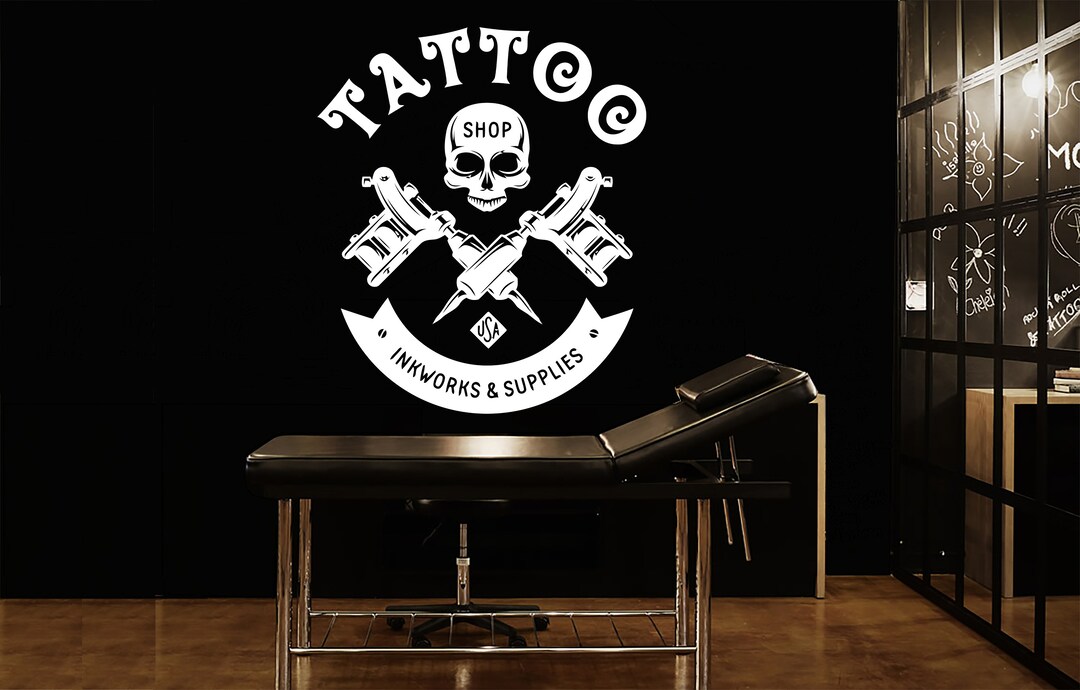 Tattoo Shop Wall Decal Tattoo Studio Sign Logo Wall Stickers Custom ...