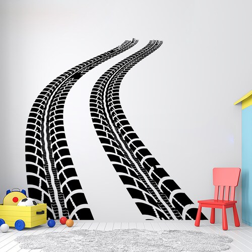 Tire Marks Wall Decor Tire Track Wall Decal Racing Road Tire - Etsy