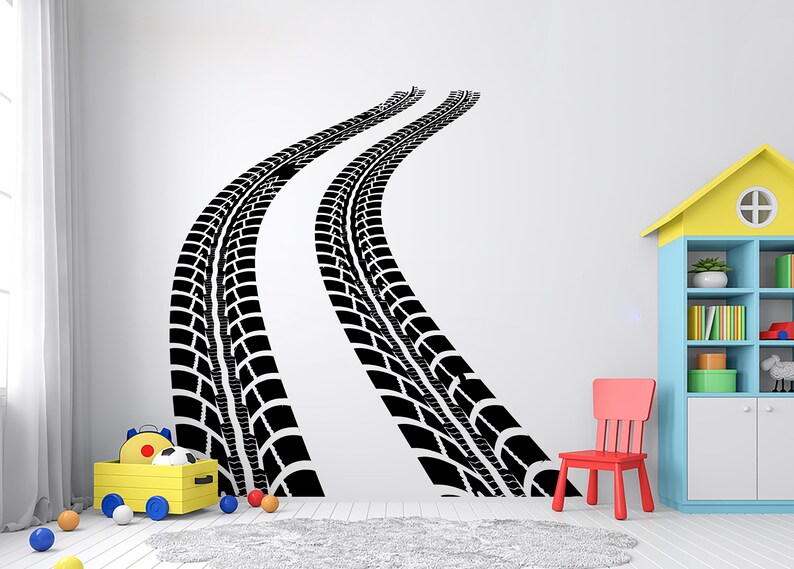 Tire Marks Wall Decor Tire Track Wall Decal Racing Road Tire | Etsy