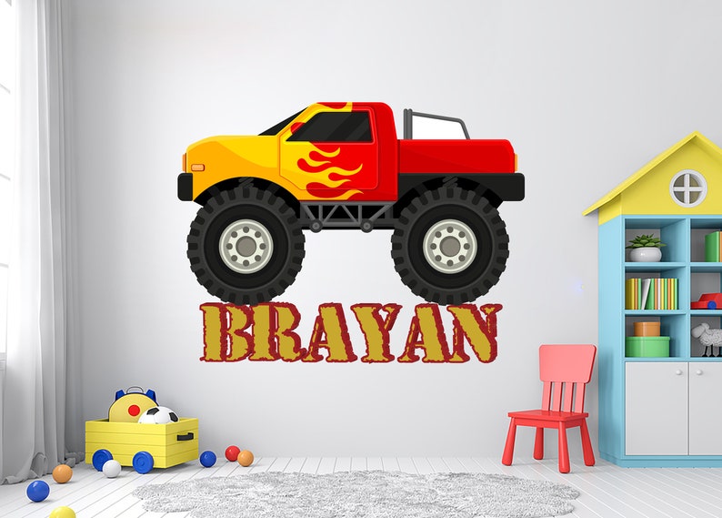 Large Custom Name Monster Truck Wall Decal Monster Car Decal - Etsy