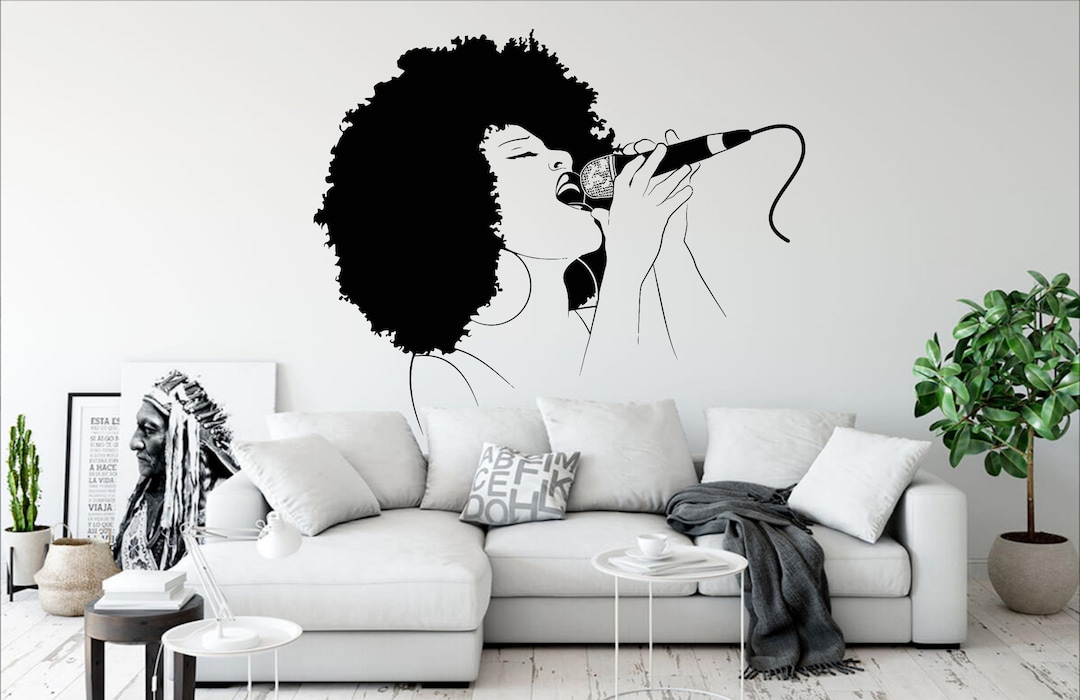 Singer Afro Girl Music Wall Art Melody Beautiful Girl Beauty Decor ...