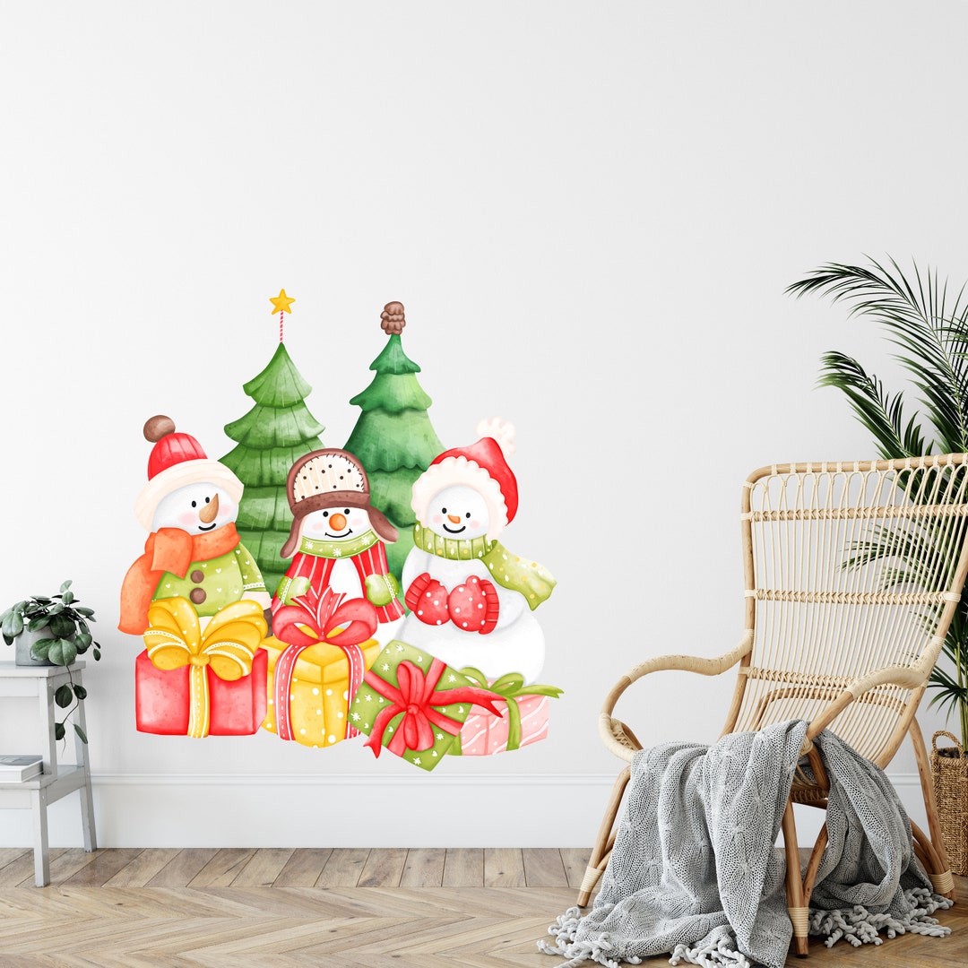 Snowman Wall Decal Christmas Wall Decal, Winter Wall Sticker Christmas ...