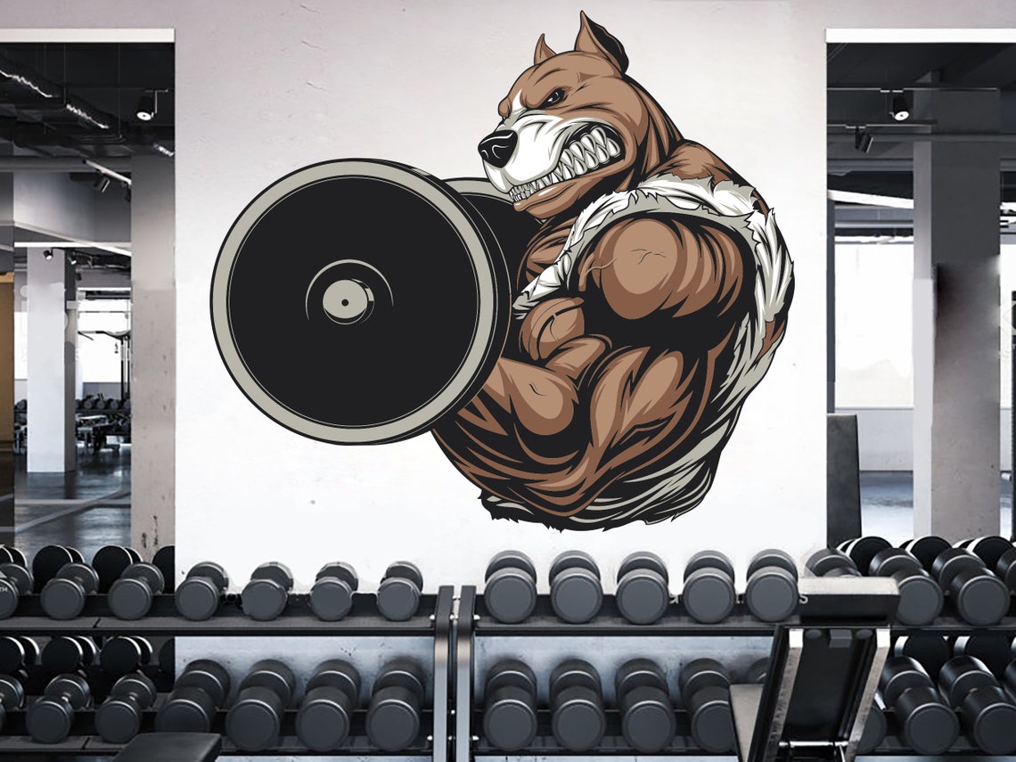 Dog Gym Wall Decal Custom Fitness Decor Workout Art Vinyl - Etsy