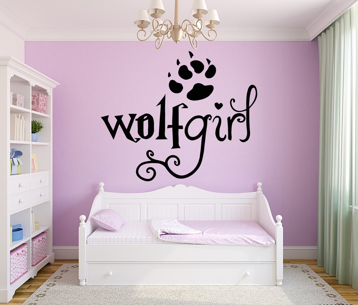 Wolf Girl Wall Decal Wolf Dog Animals anime wall decal Wolf | Etsy