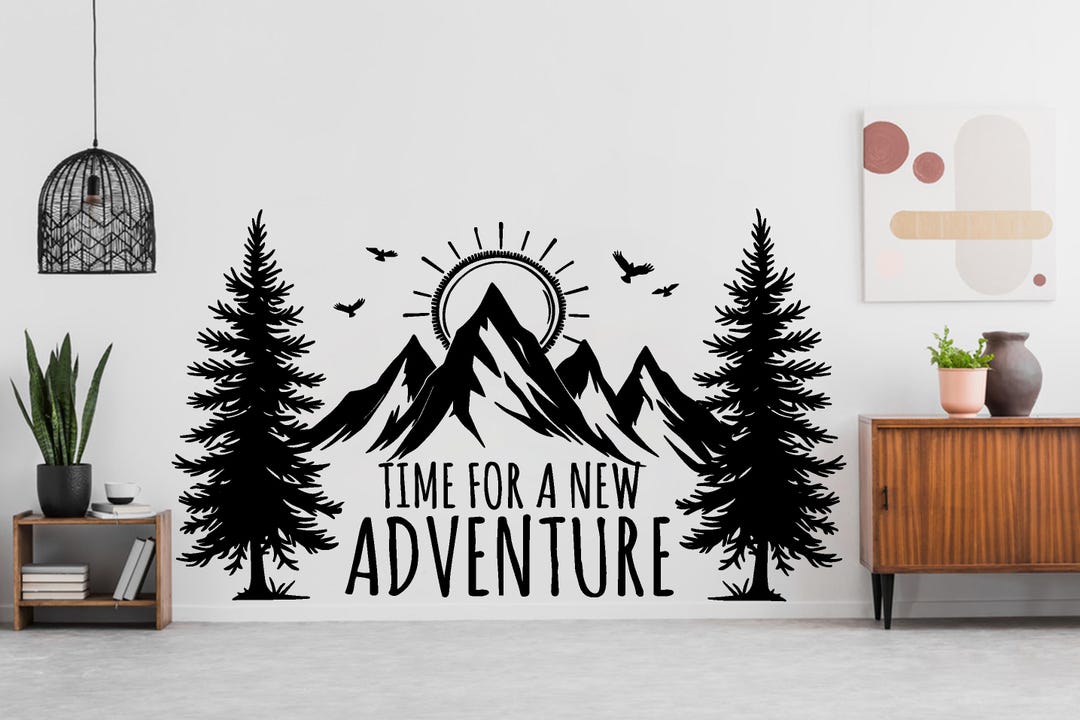 Mountain Wall Decals Adventure Wall Decor Mountain Wall Stickers Forest ...