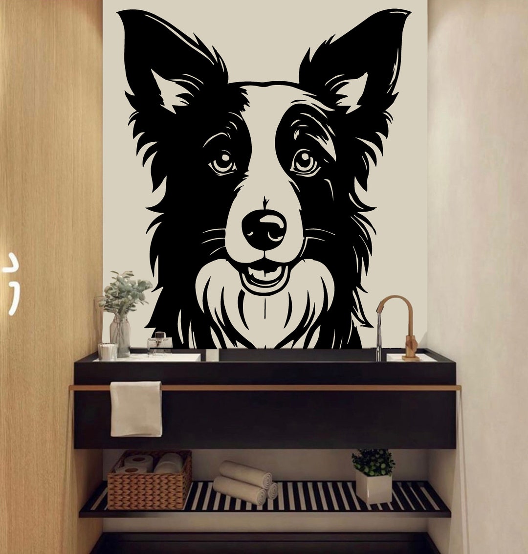 Border Collie Dog Wall Decal Dog Decor Dog Kids Dog Wall Art Decal Dog ...