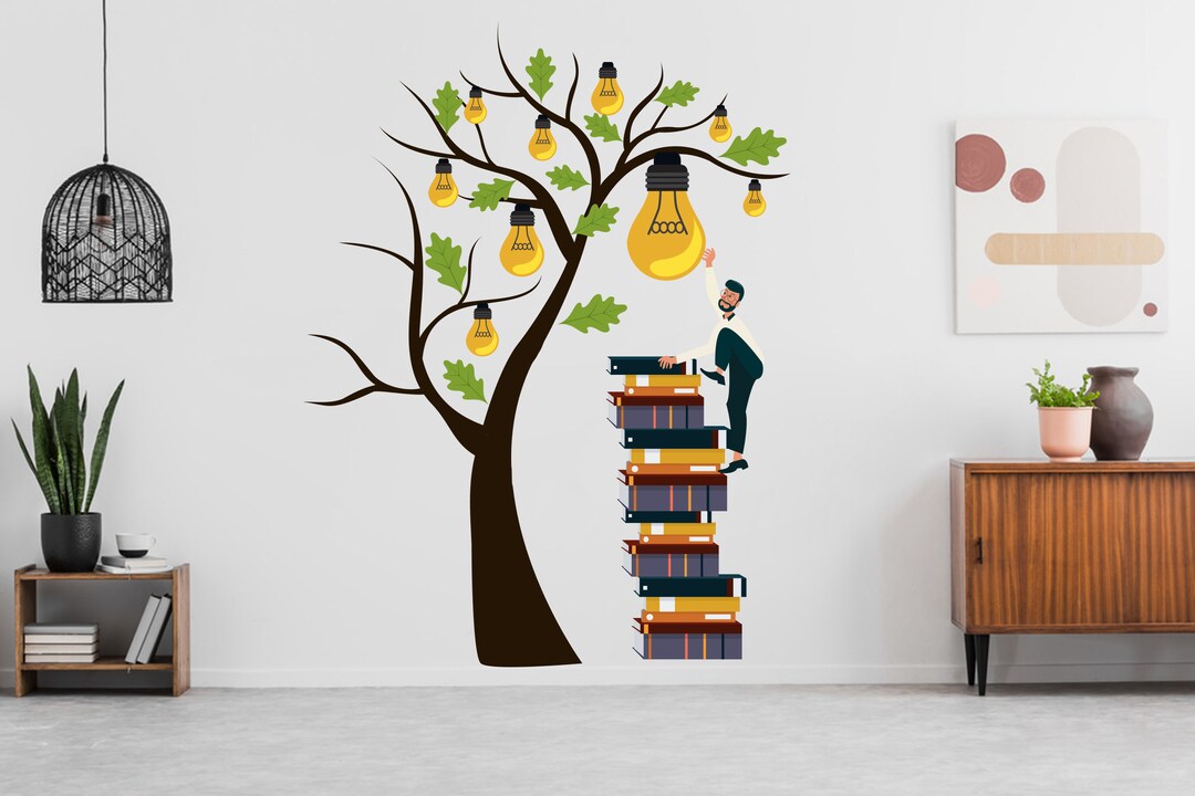 Knowledge Light Tree Wall Decals Colorful Leaves Sticker Leaf Bedroom ...