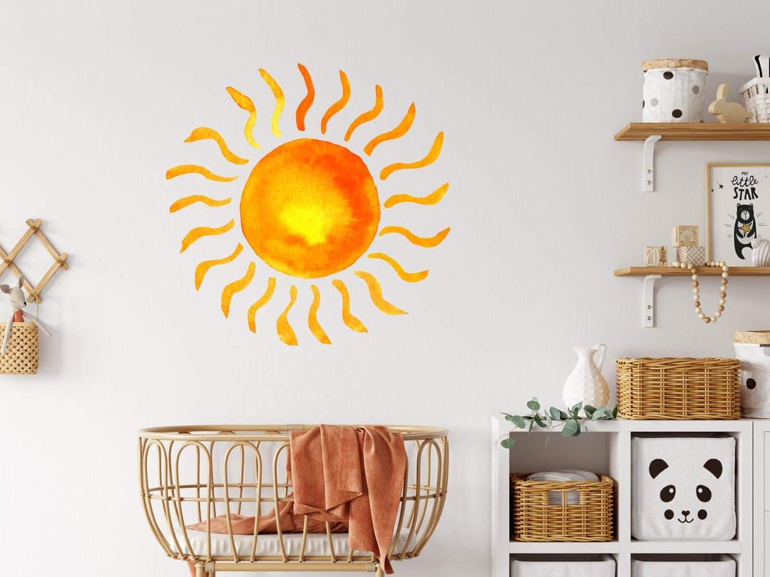 Sun Wall Decal | Watercolour Room Decor | Sunshine Wall Decor | Sun ...