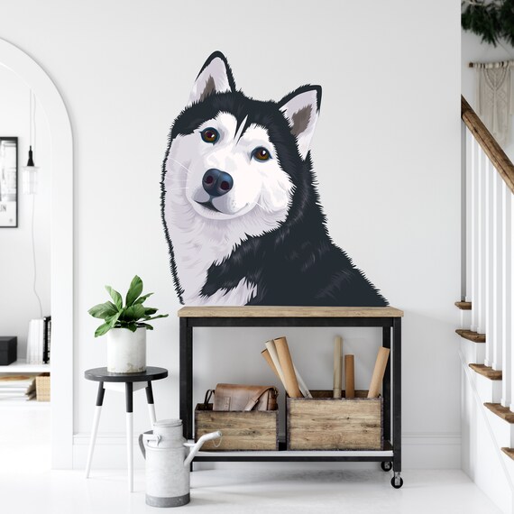 Husky Puppy Decor Dog Kids Dog Wall Art Decal Dog Lover - Etsy