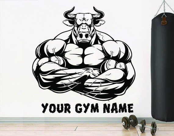 Bull Gym Wall Decal Custom Fitness Decor Workout Art Vinyl Gym | Etsy