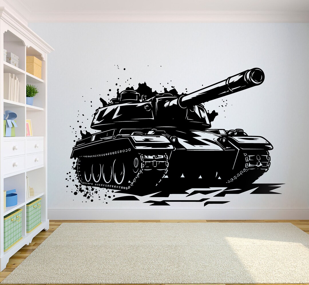 Tank Military Wall Decal Hero Soldier Army Helicopter Soldier Nursery ...